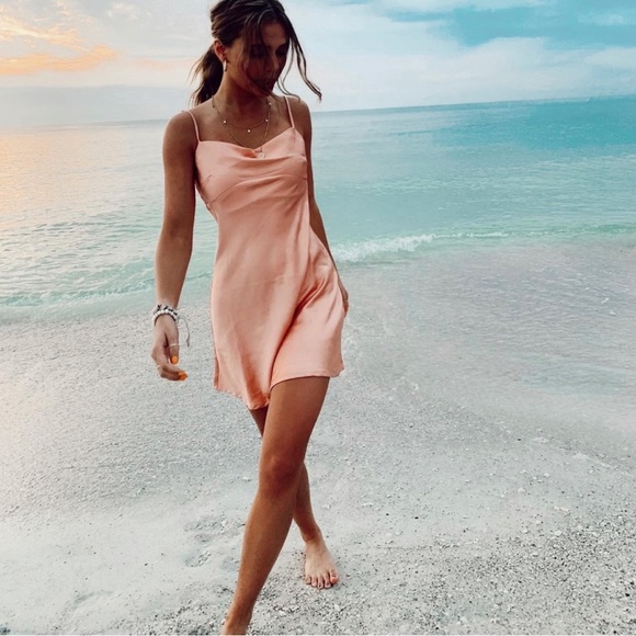 Princess Polly | Dresses | Princess Polly Light Pink Blush Satin Dress ...